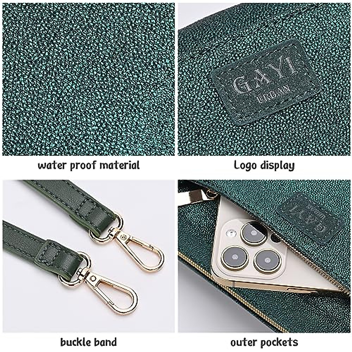 GAYI URBAN Glitter Crossbody Bags for Women, Sparkle Shoulder Handbags with Chain, Ladies Clutch Purses with Zipper Closure (Green)