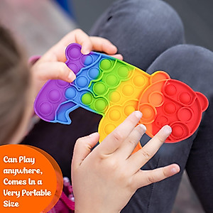 Animals Pop Fidget Toys Set, Silicone Rainbow Dinosaur Popper Fidget Set for Children, Sensory Squeeze Toys Stress Reliever Tool for Kids Adult ADHD Lion, Tiger, Horse and Duck 4 Pack