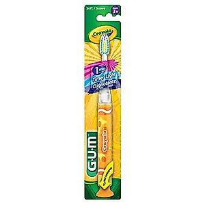 GUM - 202RK Crayola Timer Light Toothbrush (Single Toothbrush) Soft Bristle, Packaging May Vary