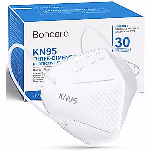 Boncare KN95 Face Mask 30 PCs, 5-Layer Face Mask for Men & Women, Updated Breathable, Comfortable (White)