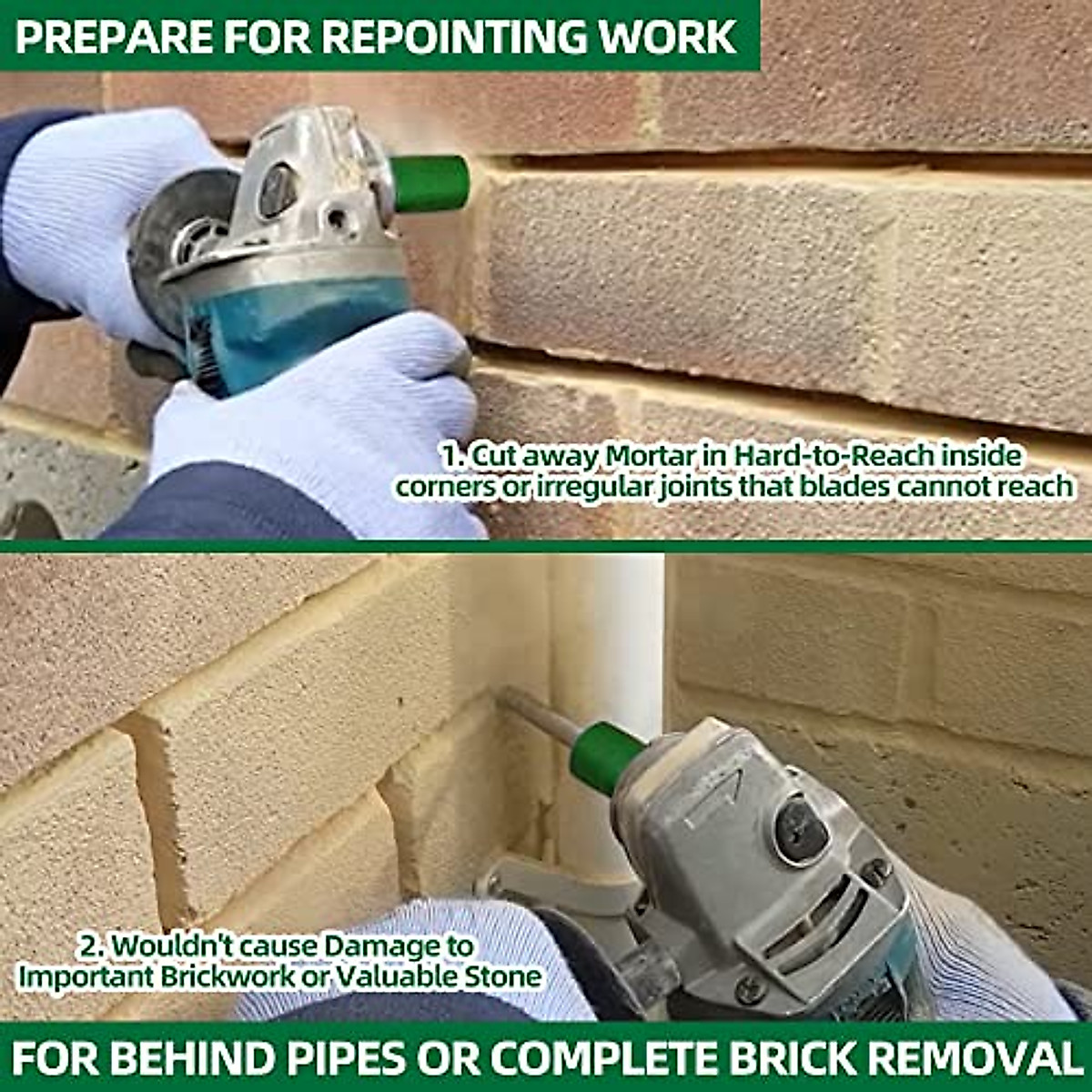 KURSTOL Diamond Mortar Raking Bit - 5/16" x 4" with 58-11 Thread for Brickwork Joint Mortar Removal Masonry,Stone,Concrete Angle Grinder Bit