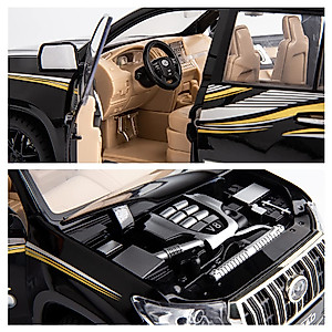 WAKAKAC 1/18 Scale Model Car Prado Alloy Diecast Collectible Model Vehicle Pull Back with Light and Sound Toy Car for Boys(Black)