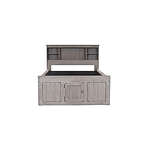 Discovery World Furniture Charcoal Full Size Bookcase Captain Bed with 6 Drawer Storage on ONE Side Opposite Side is Open