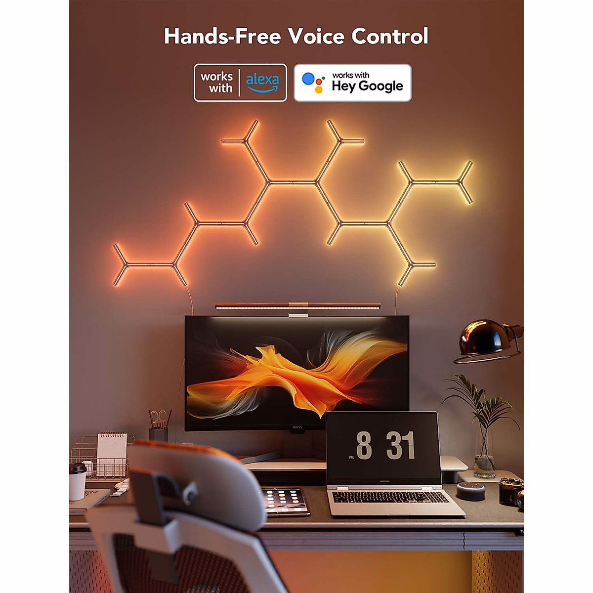 Govee Glide Y Lights, RGBIC LED Gaming Lights for Wall, Smart Wi-Fi Game Lights with Music Sync, DIY and Timer Feature, Gaming Room Lights, LED Lights for Gaming Setup, Wall Lights 7 Pack