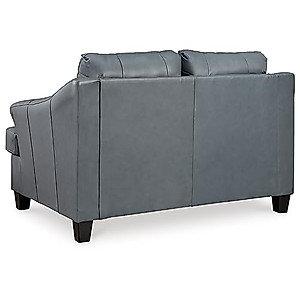 Signature Design by Ashley Genoa Contemporary Leather Match Loveseat, Blue