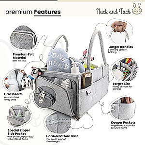 Diaper Caddy Organizer for Baby Girl or Boy – Baby Changing Station Organizer – Premium Felt Nursery Organizer with Multiple Storage Pockets – Practical and Portable Design – Fits Diapers, Wipes, Toys