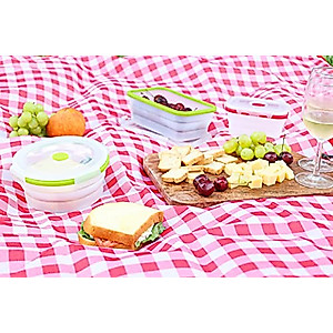 ECOBERI Collapsible Food Storage Containers, Food Grade Silicone, BPA Free, Airtight Snap-Top Lids, Microwave and Dishwasher Safe, Set of 5