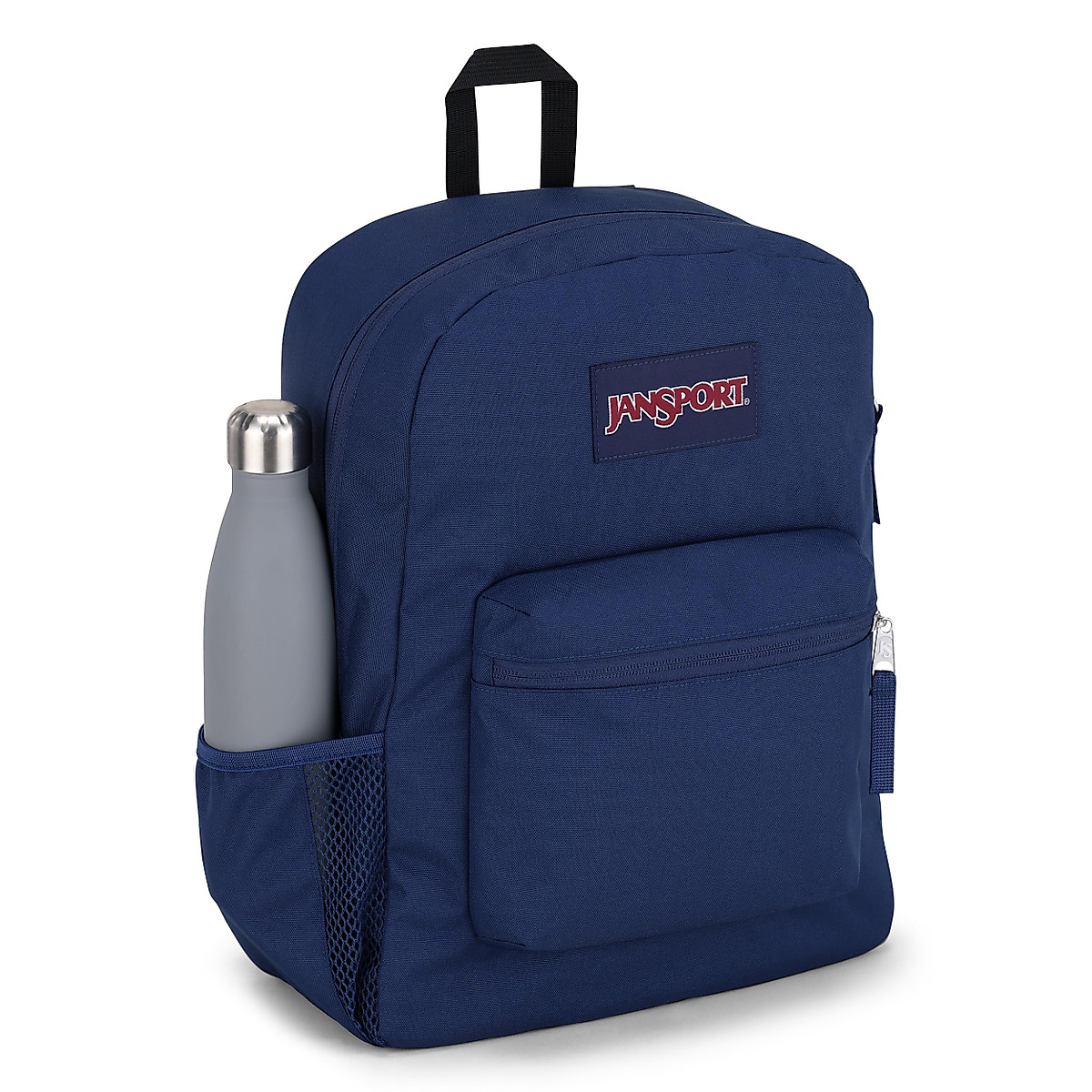 JanSport Cross Town Backpack, Navy, 17" x 12.5" x 6" - Simple Bag with 1 Main Compartment, Front Utility Pocket - Premium Accessories