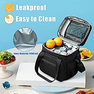 Cooler Bag for Women Men, 10mm Thick 30 Can (20L) Insulated Soft Lunch Bag Portable Cooling Tote Bag - Reusable Lunch Box for Office Work Picnic Beach Travel (Black)