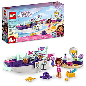 LEGO Gabby's Dollhouse Gabby & MerCat’s Ship & Spa Building Toy for Kids Ages 4+ or Fans of The DreamWorks Animation Series, Boat Playset with Beauty Salon and Accessories for Imaginative Play, 10786