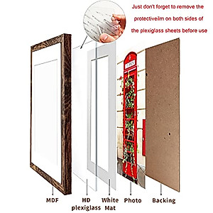 SESEAT 12x16 Picture Frame Rustic Brown, Display Pictures 9x12 with Mat or 12x16 without Mat, Photo Frames Wall Gallery, 1 Pack