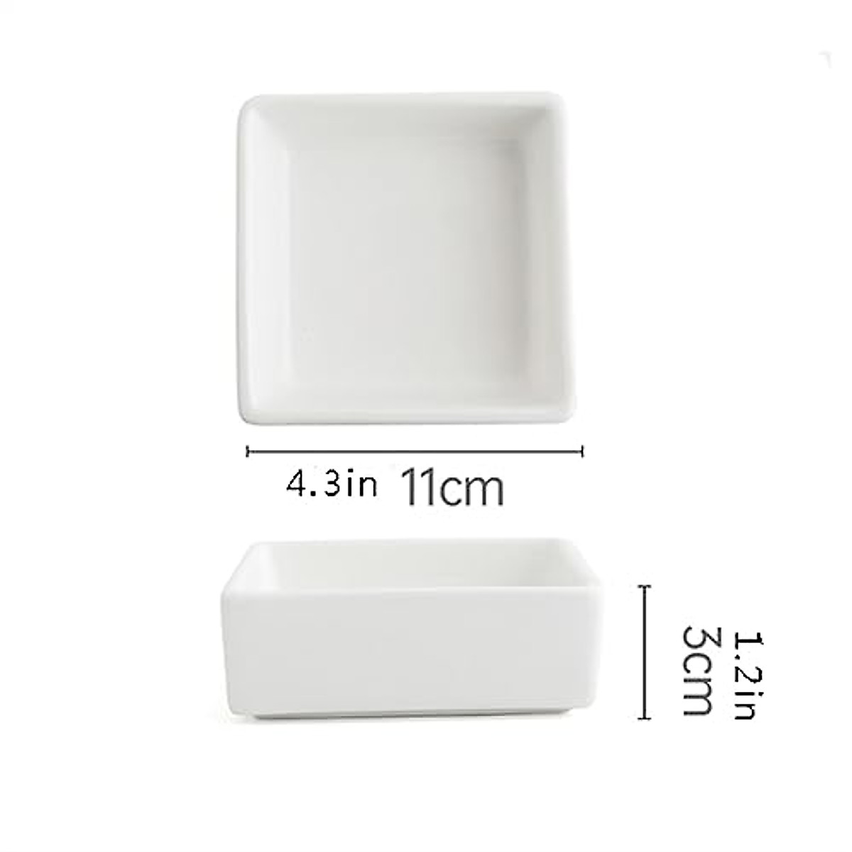 TRESORS Appetizer Plates Snack Bowls Ceramic Square Soy Sauce Bowl White Dipping Sauce Ketchup BBQ Sushi Condiment Soy Sauce Bowl Salad Plates Dinner Plates (Color : Large)