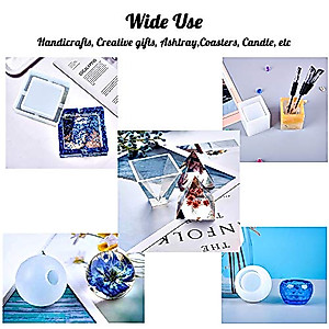 Resin Molds Silicone Kit 20Pcs,Epoxy Resin Molds Including Sphere,Cube,Pyramid,Square,Round, Used for Create Art,DIY,Ash trays,Coasters,Candles.Bonus Decorative Sequins and The Complete Set Tools