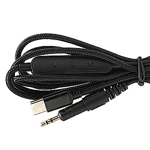 USB C Audio Cable with Volume Control and Microphone for Audio technicaATH-M40x/ATH-M50x/ATH-M60x/ATH-M70x Headset, Earphone Replacement Audio Cable