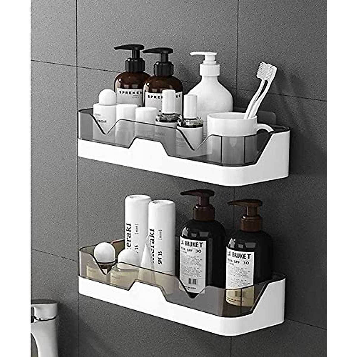 WeshyiGo 2-Pack Grey Shower Caddies and 2 Pack Deformable Plastic Shower Caddy Basket,with handles, Portable Bathroom Caddy Basket, For Bathroom、 room、 Kitchen and College Dorm（White）