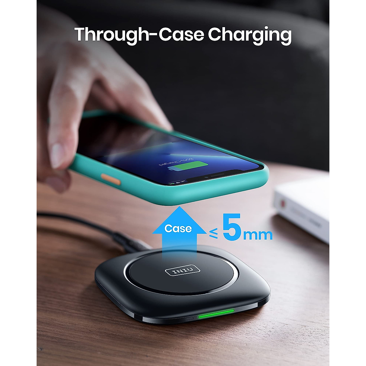INIU Wireless Charger, 15W Super Fast Wireless Charging Pad with Temp°Guard Compatible with iPhone 14 13 12 11 Pro Max Xr Xs X 8 Plus Samsung Galaxy S20 S10 S9 Note10 9 AirPods LG Google etc.