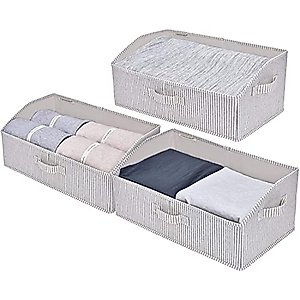 StorageWorks Closet Baskets, Fabric Baskets for Closet Shelves, Foldable Trapezoid Storage Bins, Mixing of Nature & Blue, 3-Pack