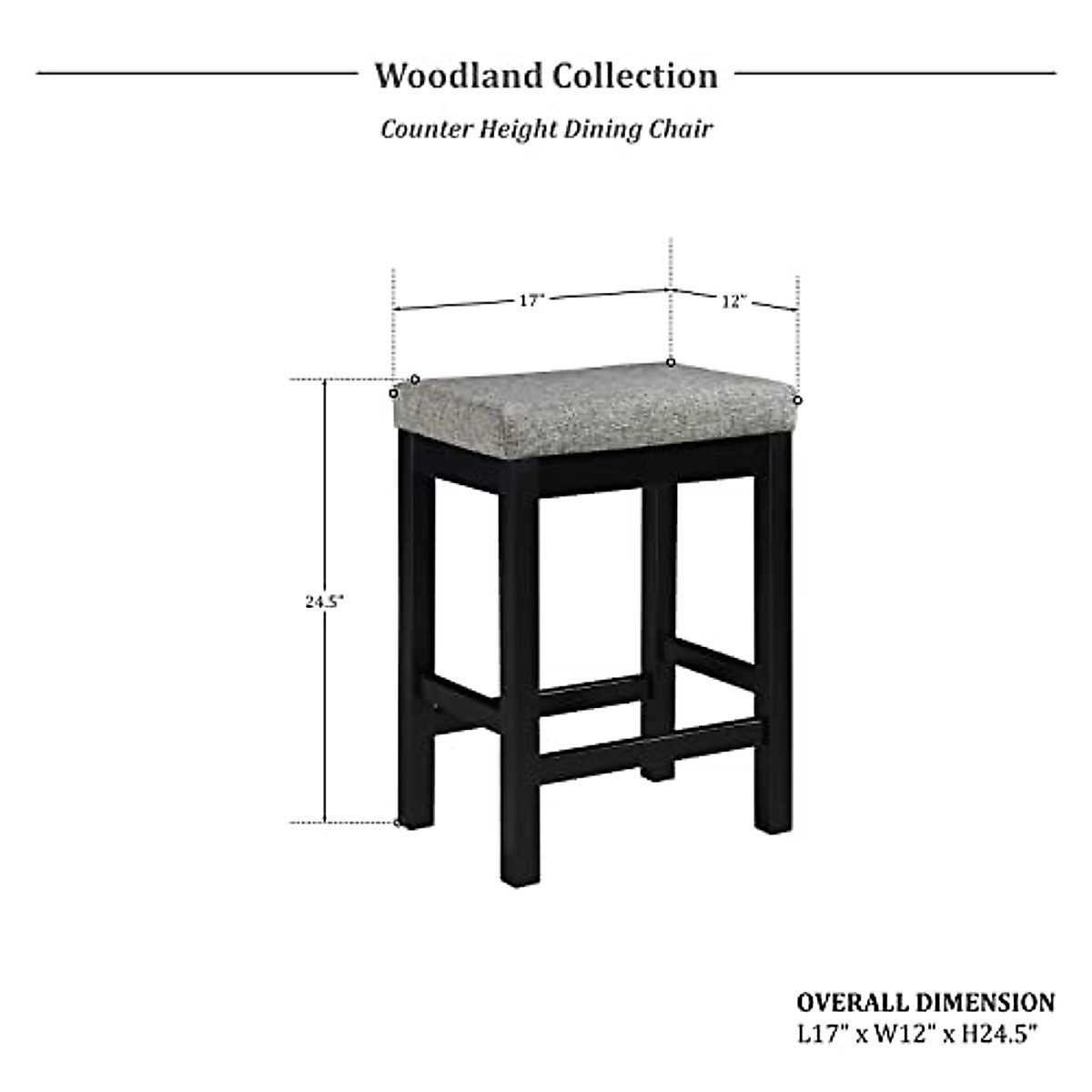 Lexicon Woodland 4-Piece Counter Height Dining Set, Black