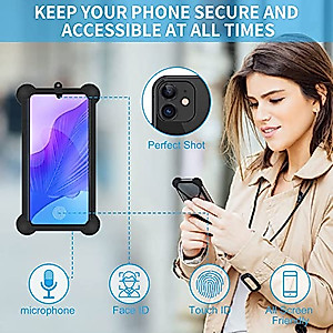 Arctiiro Cell Phone Lanyard 2PCS, Universal Phone Lanyard Holder Silicone Neck Strap Crossbody Pocket Phone Lanyard Compatible with Most Smartphones