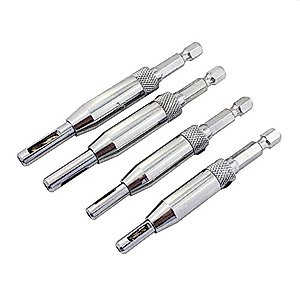 Yakamoz 4PCS HSS Door Self-Centering Hinge Hole Opening Drill Bit Set, 5/64", 7/64", 9/64", 11/64"