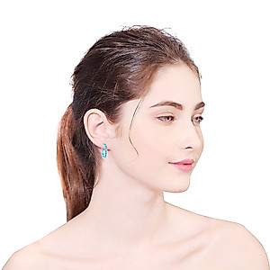 925 Sterling Silver Hoop Earring, Opal Small Hoop Earring for Women, Hypoallergenic Jewelry Cubic Zirconia Huggie Hoop Earrings Blue and White