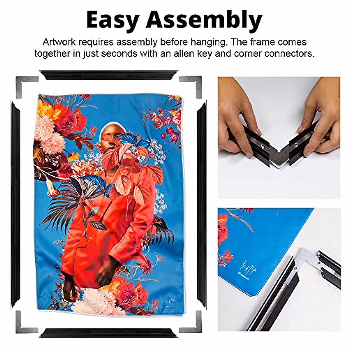 Surreal Flower Head Wall Art by Frank Moth - BIG Wall Décor - 40''x60'', Black