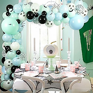 Halloween Balloon Arch Garland Kit, A Baby is Brewing Blue Balloon Arch with 3D Wall Stickers for Halloween Baby Shower Decorations for Boy Halloween Gender Reveal Party Supplies