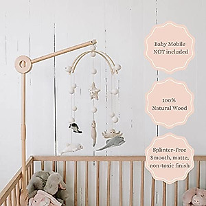 Sasa Wooden Crib Mobile Arm - Baby Mobile Holder for Crib (100% Beech Wood, 30 inch) with Strong Hold Anti Slip Attachment Clamp for Sturdy Mobile Hanger