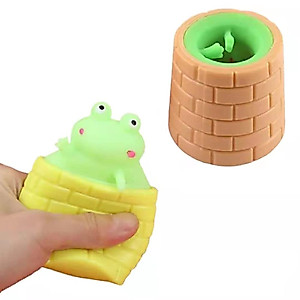 Fidget Toys Squishy Toys Stress Toy for Adults Stress Anxiety Relief Frog Cup Squeeze Toys for Kids Decompression Sensory Squishes Toy Stress Reliever Small Surprise Color Random Squish Gifts 3 PCS