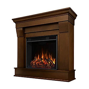 BOWERY HILL Contemporary Solid Wood Electric Fireplace Mantel Heater with Remote Control, Adjustable Led Flame, 1500W in Espresso