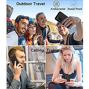 Dahkoiz for Samsung Galaxy A03S Case, with Tempered Glass Screen Protector, Dust Proof Port Cover, Full Body Protection Rubber Cover Phone Case for Samsung Galaxy A03S/A02S, Black/Black