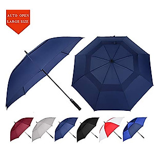 Baraida Golf Umbrella Large 62/68/72 Inch, Extra Large Oversize Double Canopy Vented Windproof Waterproof Umbrella, Automatic Open Golf Umbrella for Men and Women and Family.(62 inch,Navy Blue)