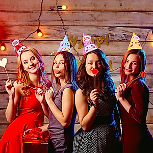 Rocutus 30 Pieces Rainbow Birthday Party Hats (Cartoon 2), Paper, Children, Birthday Party Costume Headwear, Hand Wash Only, Rainbow