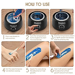 Madors Waxing Kit for Women Heating Ring Wax Warmer for Hair Removal Intelligent Temperature Control Wax Machine with Hard Wax Beads