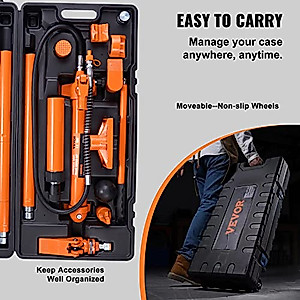 VEVOR 12 Ton Porta Power Kit, Hydraulic Ram with Pump with 4.6 ft/1.4 m Oil Hose, Portable Hydraulic Jack with Storage Case for Automotive, Garage, Farm, Mechanic (26455 LBS)