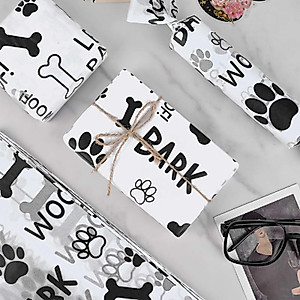 100 Sheets 20 * 14 Inches Dog Paw Print Tissue Paper, Puppy Paws Gift Wrap Tissue, Let's Pawty Woof Bark Pattern Tissue Paper for Gift Wrapping for Birthday Baby Shower DIY Craft