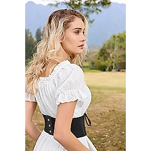 Scarlet Darkness Women's Elastic Corset Waist Cincher Belt Lace Renaissance Pirate Belts Black M