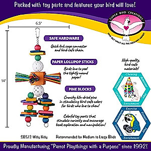 Super Bird Creations SB513 Willy Nilly Bird Toy, Medium/Large Bird Size, 14" x 6.5"