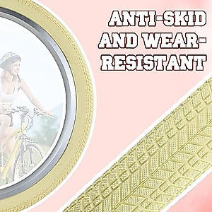 WEEROCK 20 Inch Bicycle Tire,Bike Tyre for 20 Inch Bicycle, BMX, MTB Mountain Bike,Child Kid Bike,Tricycle,Crusier Bicycle,Student Bike, Beige