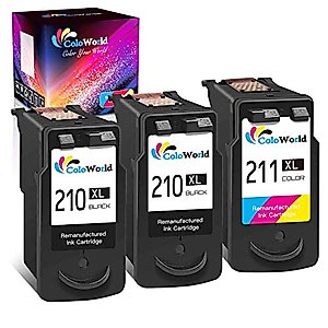 ColoWorld Remanufactured PG-210 XL CL-211XL Ink Cartridge Replacement for Canon 210XL 211XL Use for Canon Pixma MX410 MX350 MP250 MP240 iP2700 MP495 MX330 MX340 MP280 MP480 MP490 iP2702 MP270 Printer