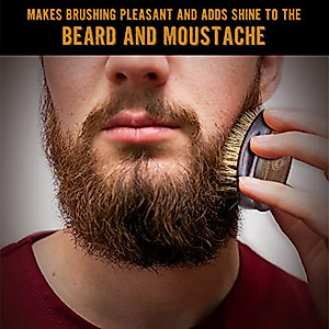Regal Haus Grooming Premium Barber Quality Boar Bristle Beard and Mustache Brush for Men with Reusable Box- Grooming Care Products for Men - Comb Beard Oil or Balm Through Facial Hair - Military Style