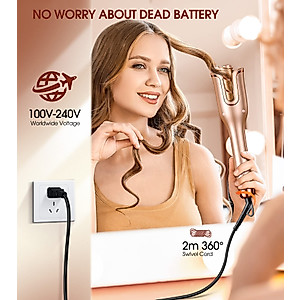 Automatic Curling Iron, Professional Anti-Tangle Automatic Hair Curler with 1" Curling Iron Large Slot & 4 Temperature & 3 Timer, Dual Voltage Rotating Curling Iron with Auto Shut-Off for Hair Styling