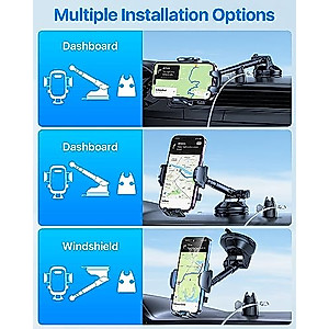 Phone Holders for Your Car [88 LBS Super Heavy Duty] Suction Cup Phone Holder Windshield/Dashboard/Window, Universal Car Phone Holder Mount, Compatible with iPhone, Samsung & Other Cellphone,Black