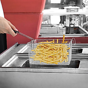 Delizon Electric Fryer Basket for Frying Serving Food, with Rubber Handle Grip, 7.2" x 8.3" x 4.3" Heavy Duty Construction Suitable for fry chicken, fish, french fries