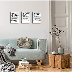 Family Wall Decor, Rustic Farmhouse Decor for The Home Art, Inspirational Canvas Print Framed, 3 panels Each Size 12x16inch