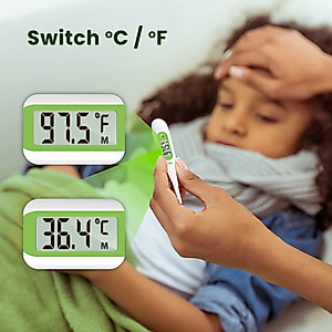 Thermometer for Adults, Oral Thermometer for Fever, Medical Thermometer with Fever Alert, Memory Recall, C/F Switchable, Rectum Armpit Reading Thermometer for Baby Kids and Adults