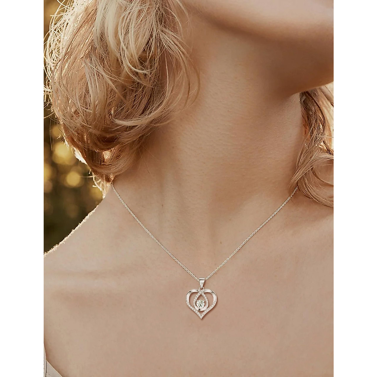 ITS4YEO 925 Sterling Silver Heart Birthstone Necklaces Silver Necklace Zircon Pendant Necklaces for Women Jewelry Gift for Women Wife Her Valentines Gift(March)