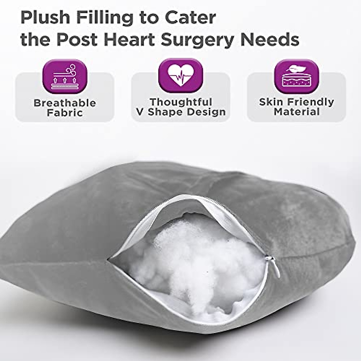 Zomaple Heart Pillow for After Heart Surgery - Open Heart Surgery Recovery Pillow - Cardiac Cough Pillow Recovery Gift for Mastectomy, Hysterectomy and Abdominal Surgery - Gel Pack (Included Items)