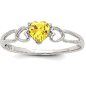 IceCarats 14K White Gold Yellow Orange Citrine Heart Love Ring Gemstone Band November Birthstone Jewelry Size 6