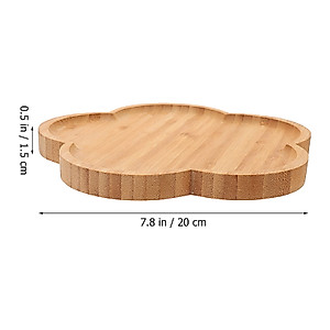 Hemoton Wood Serving Tray Flower Shaped Dessert Plate Food Tray Dinner Plate Serving Platter Appetizer Plates for Steak Fish Seafood Cooking Baking Yellow